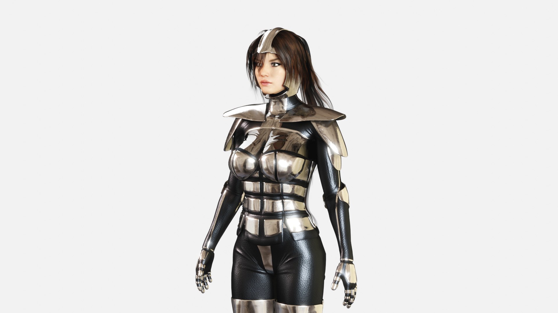 3D Model Woman In Metal Armor PBR Rigged - TurboSquid 1742716