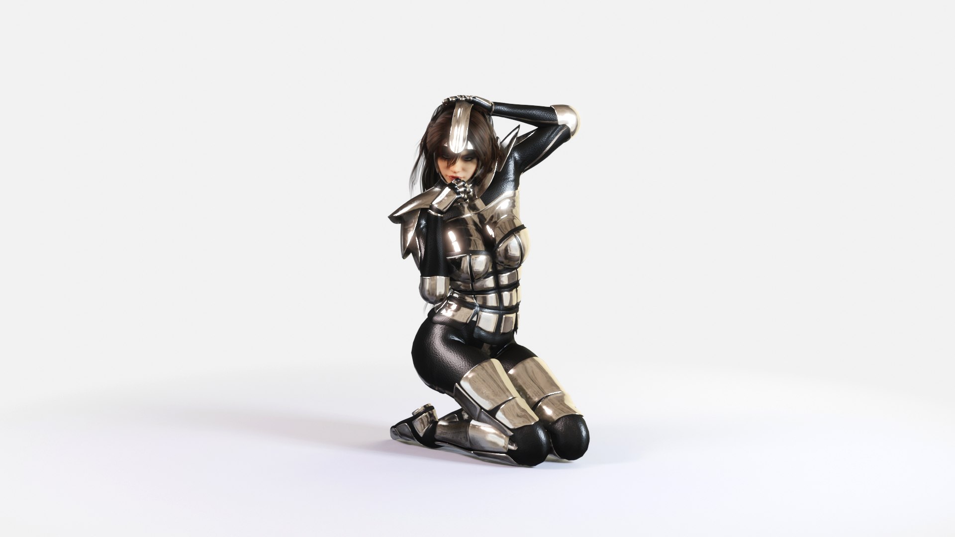 3D Model Woman In Metal Armor PBR Rigged - TurboSquid 1742716