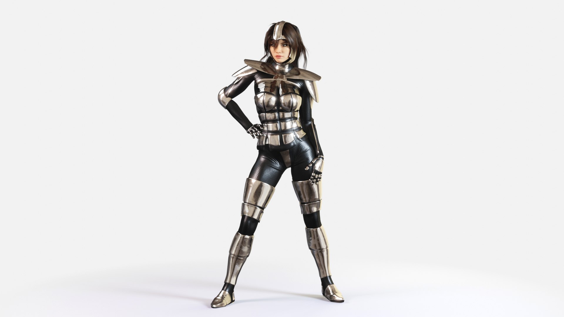 3D Model Woman In Metal Armor PBR Rigged - TurboSquid 1742716