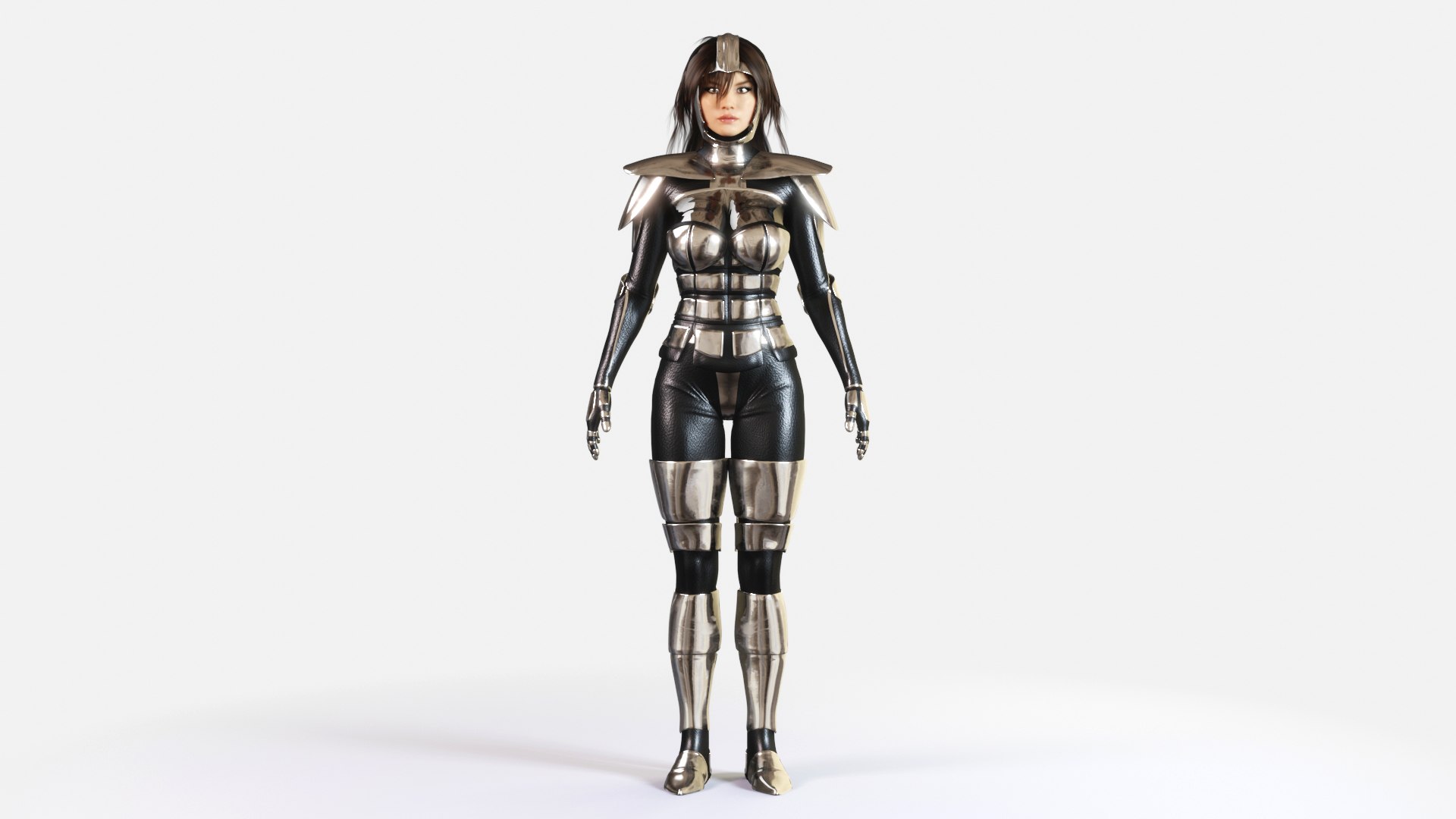 3D Model Woman In Metal Armor PBR Rigged - TurboSquid 1742716