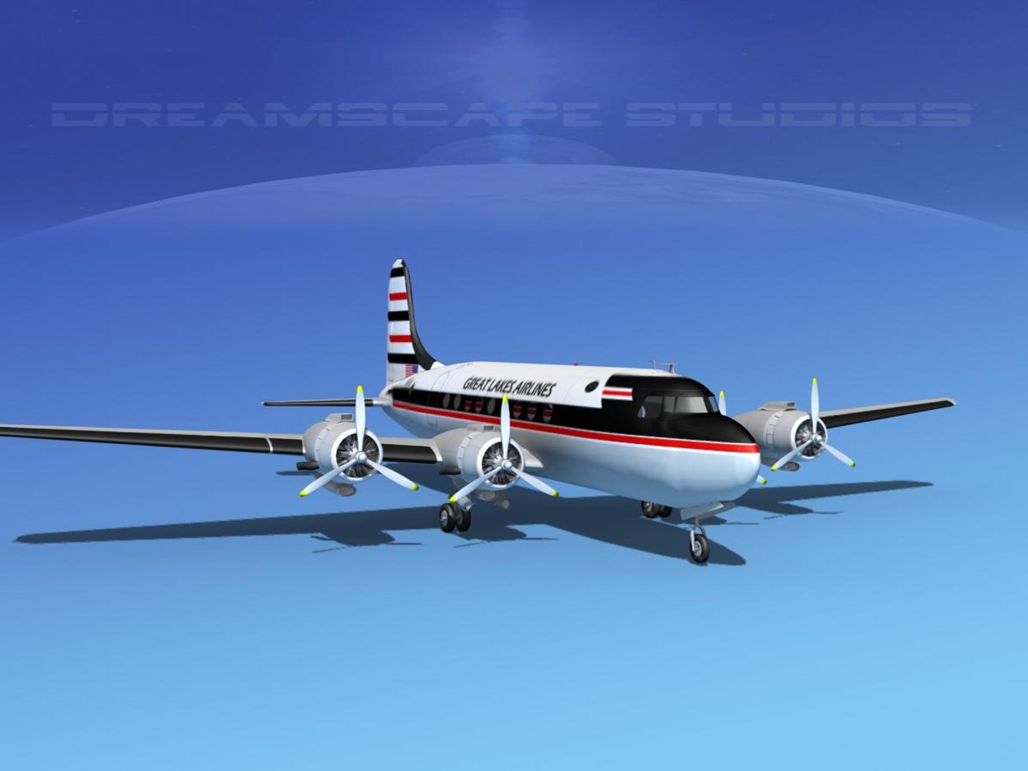 dc-4 airlines 3d model