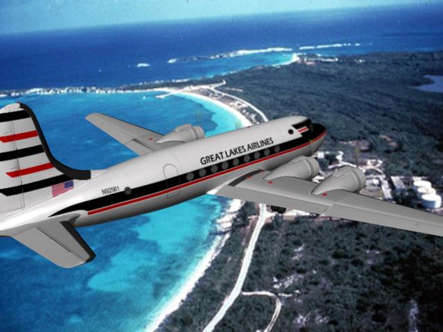 dc-4 airlines 3d model