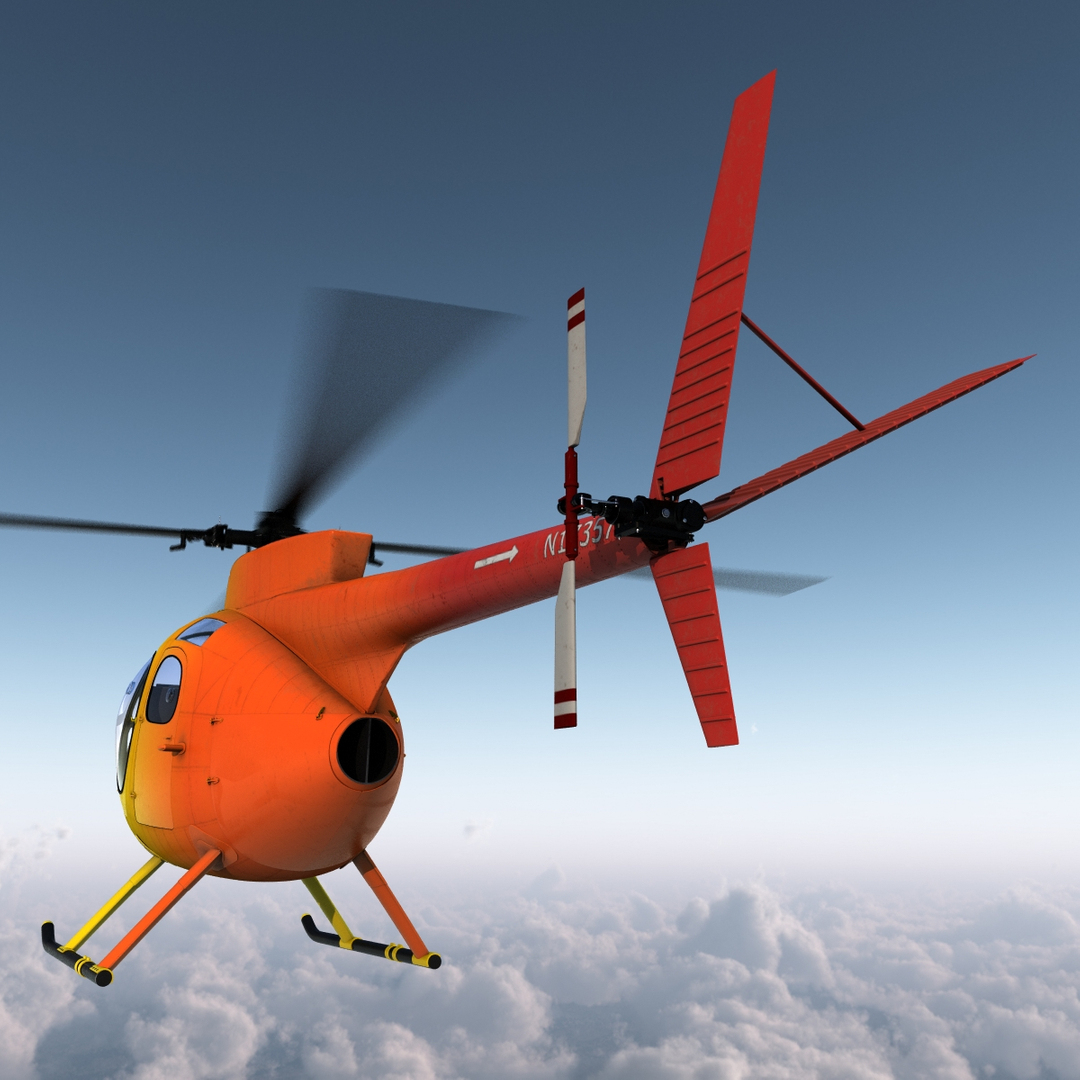 3d ligh helicopter hughes oh-6 model