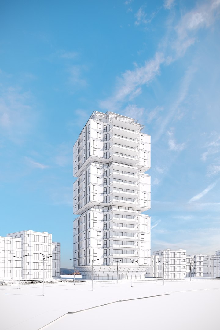 3D exterior scene with residential building 3D model - TurboSquid 1912232