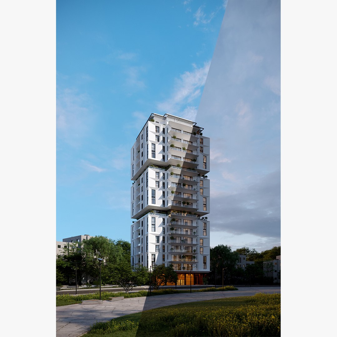 3D exterior scene with residential building 3D model - TurboSquid 1912232