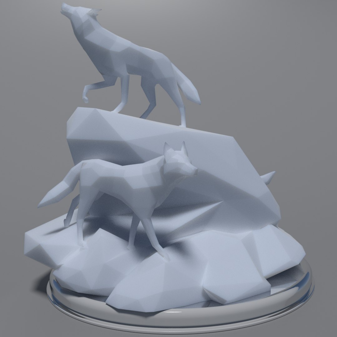 3d Model Art Wolves