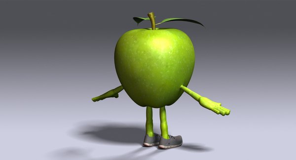 3D apple cartoon character 1 - TurboSquid 1287355