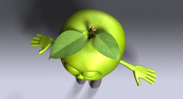 3D apple cartoon character 1 - TurboSquid 1287355