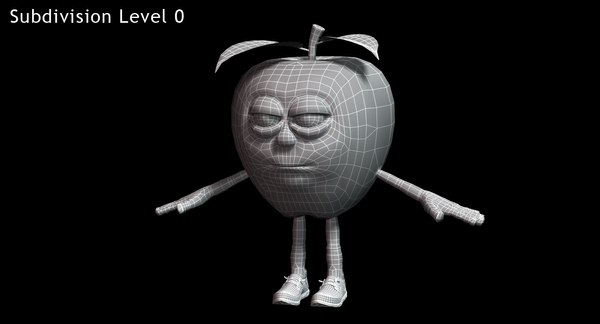 3D apple cartoon character 1 - TurboSquid 1287355