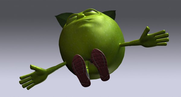 3D apple cartoon character 1 - TurboSquid 1287355