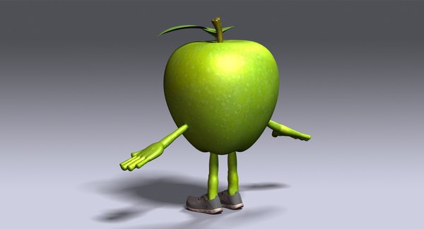3D apple cartoon character 1 - TurboSquid 1287355