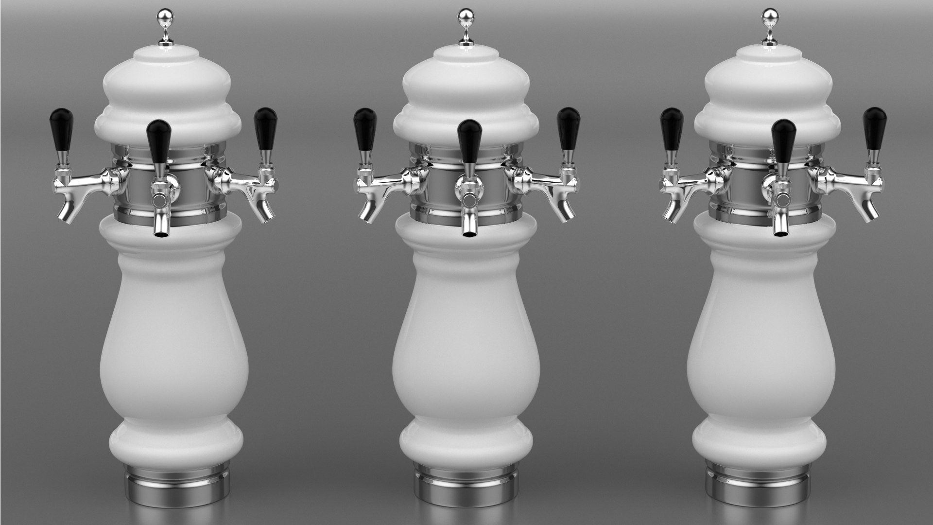 3D Ceramic Triple Faucet Draft Beer Model - TurboSquid 1684424