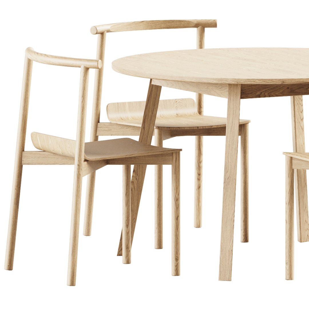 3D Triangle Leg Table By Hay And Wox Wood Chair By Artu - TurboSquid ...