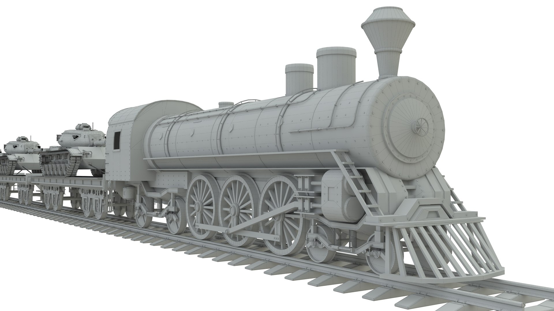 3D Military Train Loaded With Tanks - TurboSquid 2511153