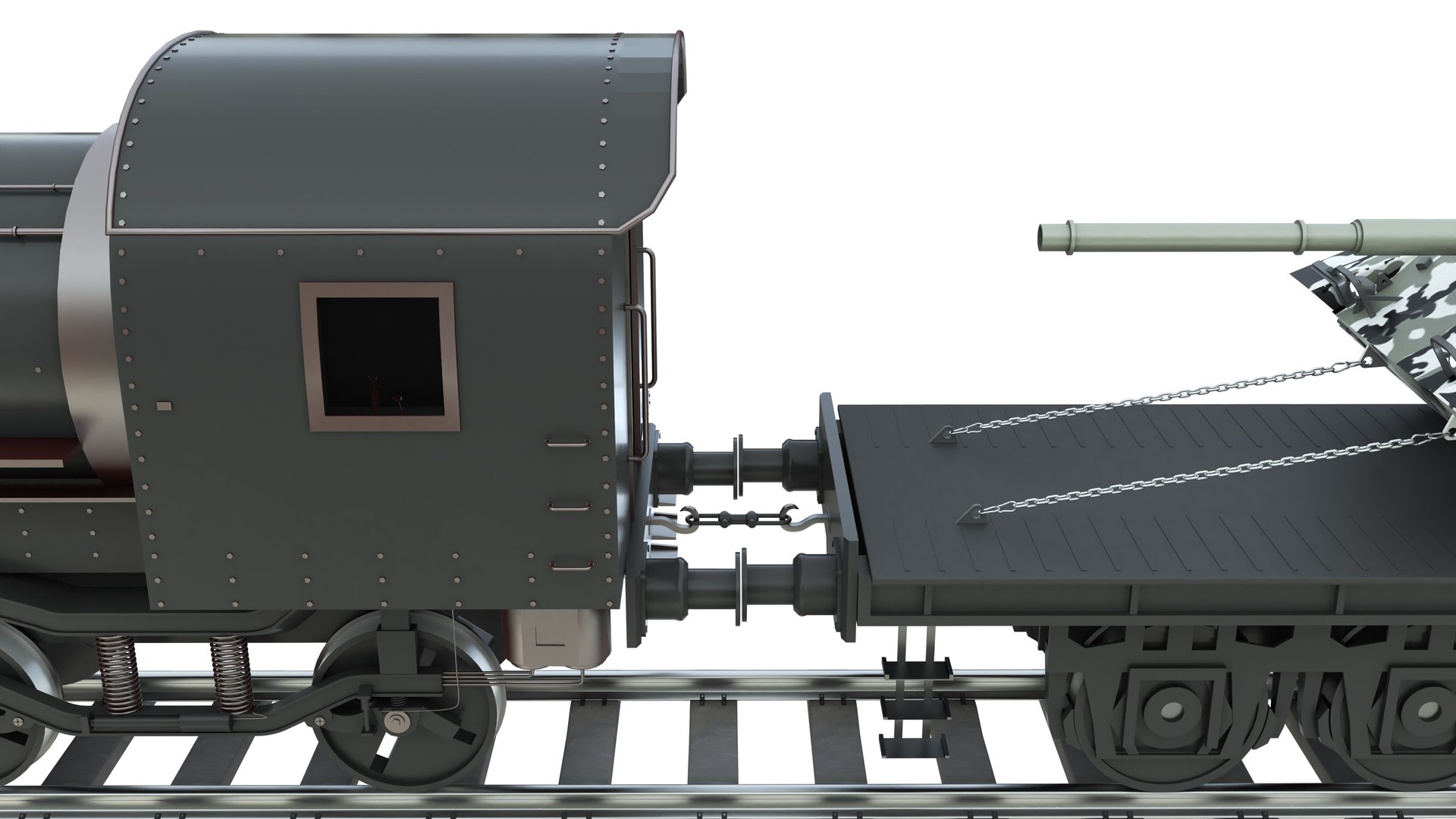 3D Military Train Loaded With Tanks - TurboSquid 2511153