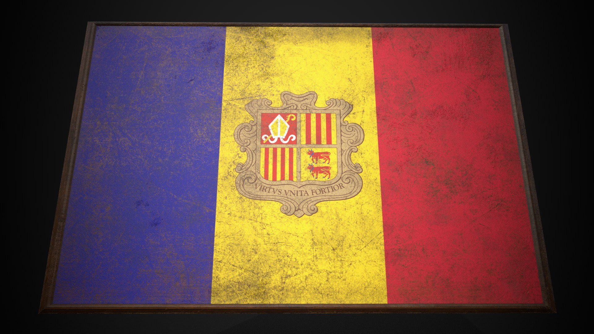 3D Model Old Picture Frame With Andorra Flag - TurboSquid 2249392