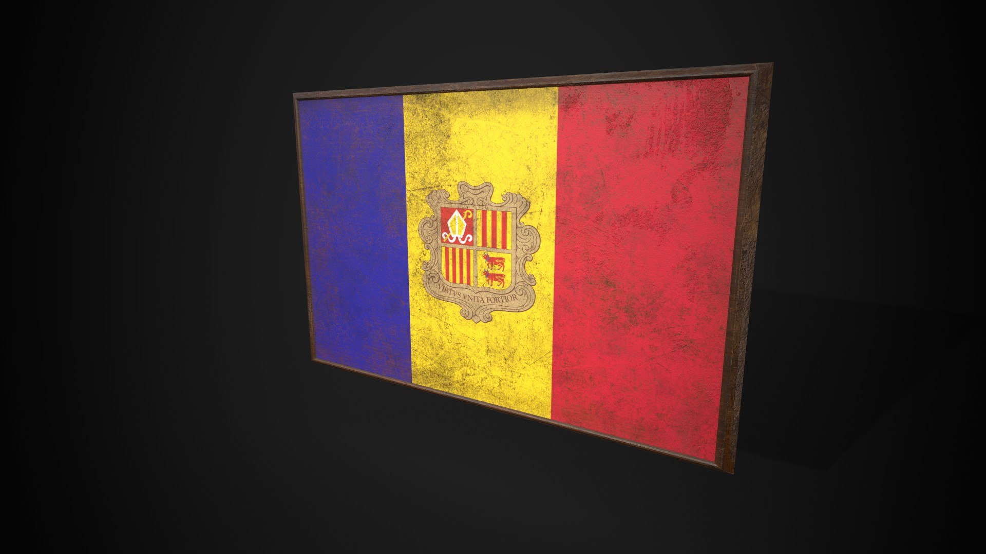 3D Model Old Picture Frame With Andorra Flag - TurboSquid 2249392