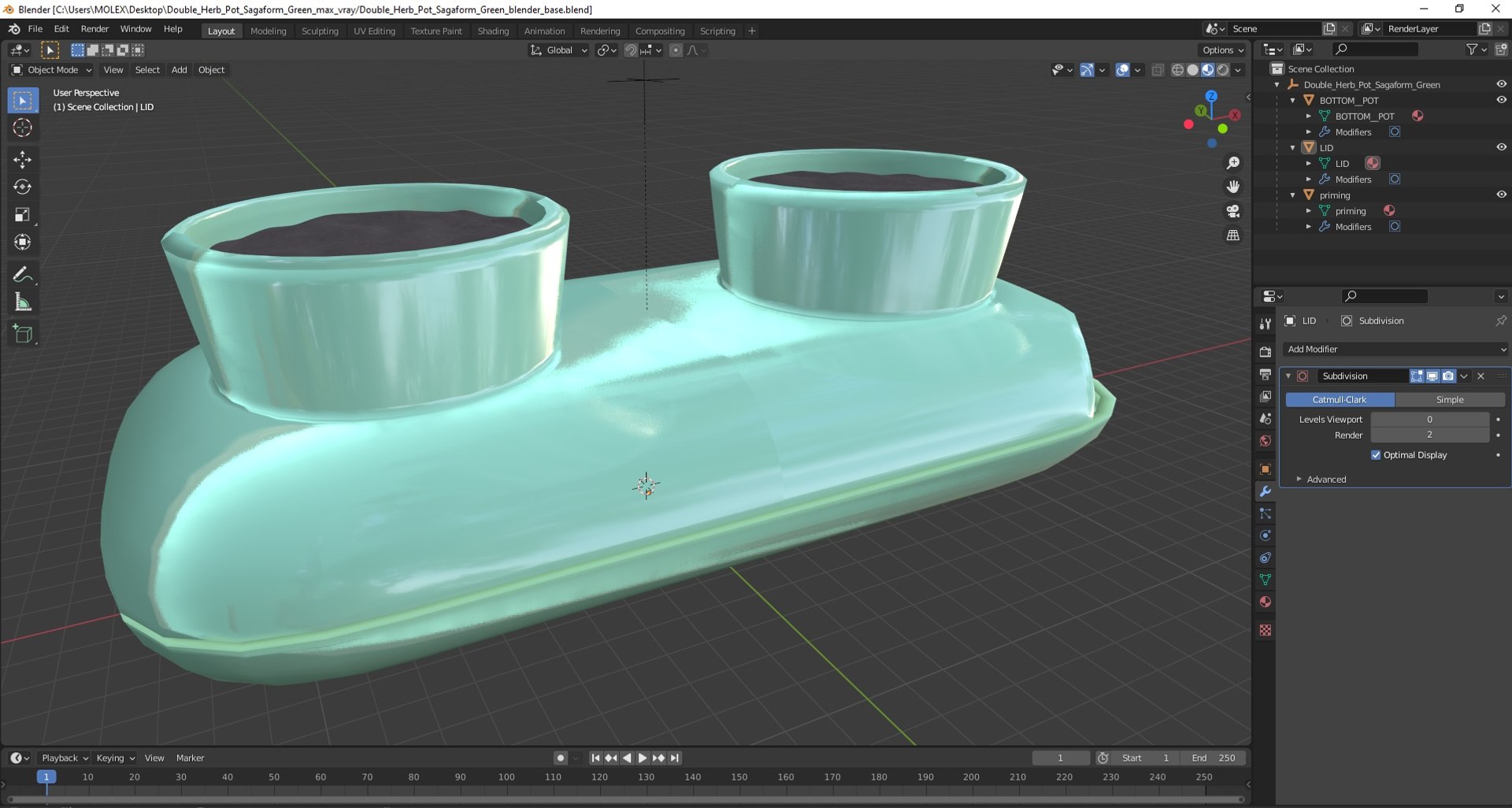 3D Double Herb Pot Sagaform Green - TurboSquid 2216630