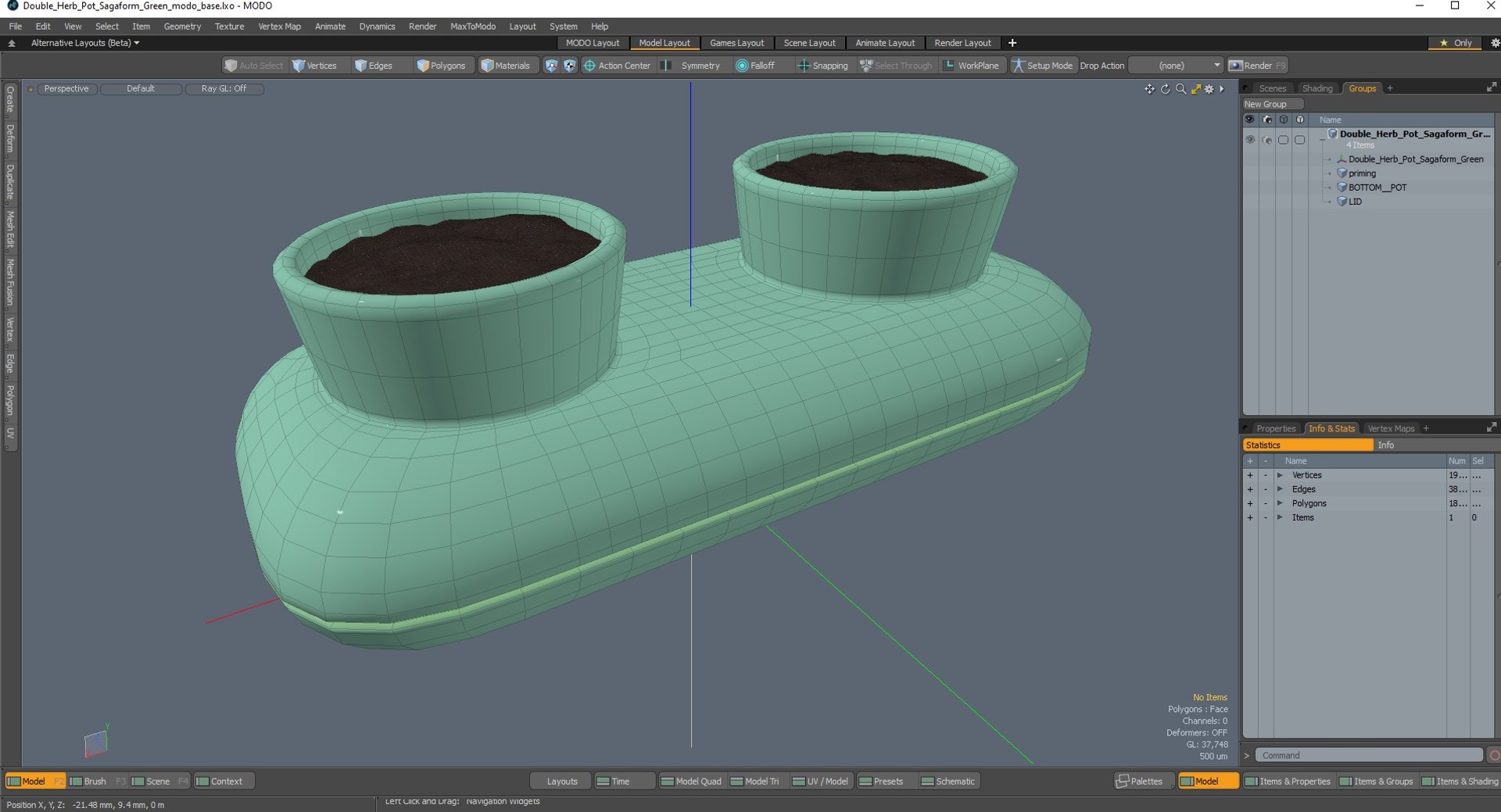 3D Double Herb Pot Sagaform Green - TurboSquid 2216630