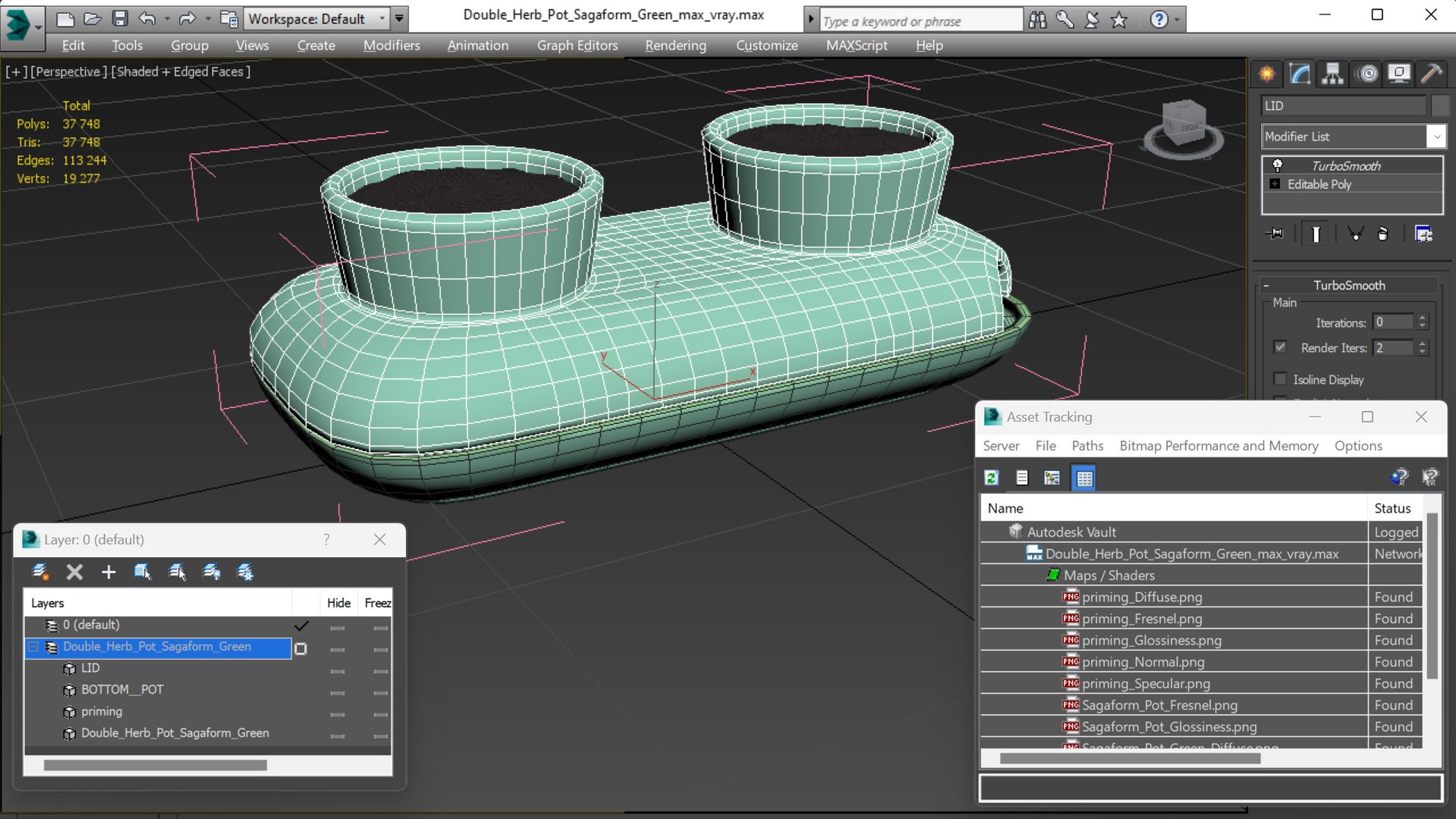 3D Double Herb Pot Sagaform Green - TurboSquid 2216630