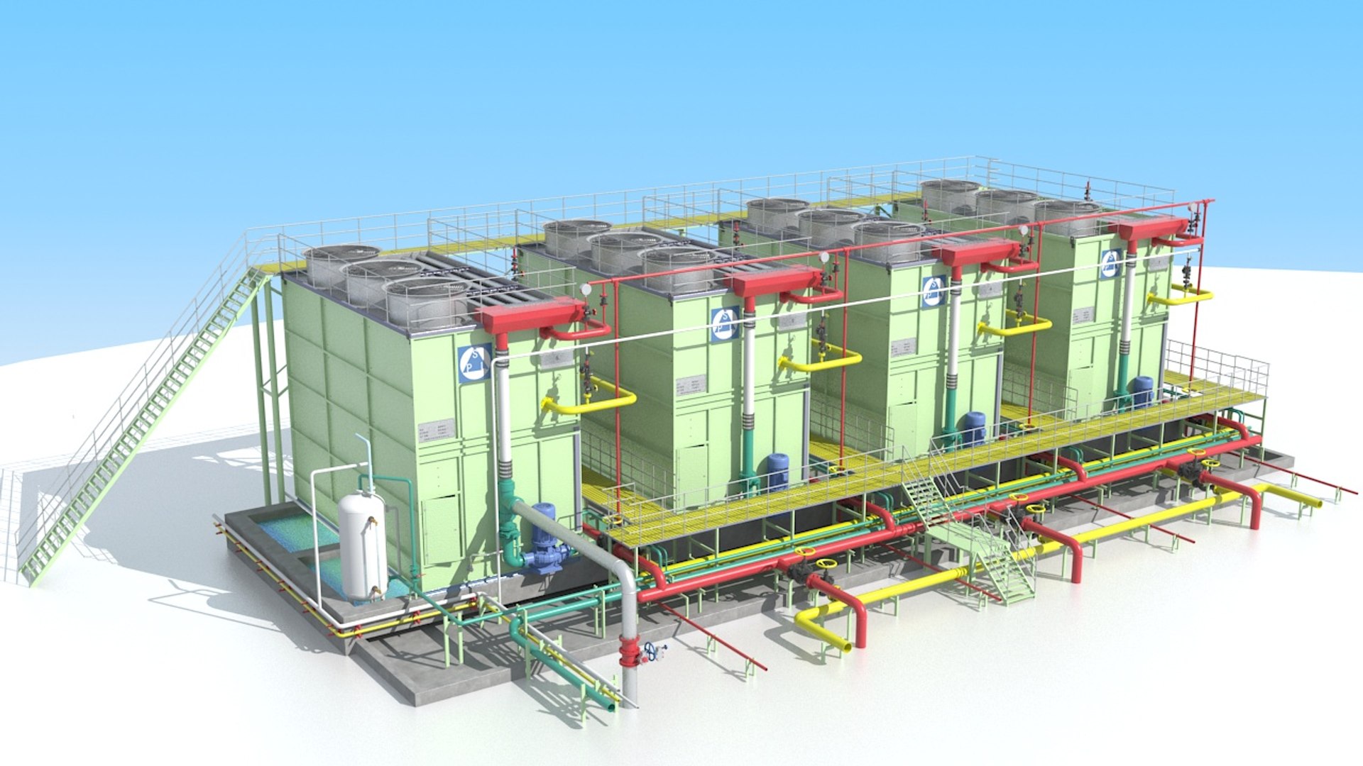 Industrial Cooling Tower 3D Model - TurboSquid 2210383
