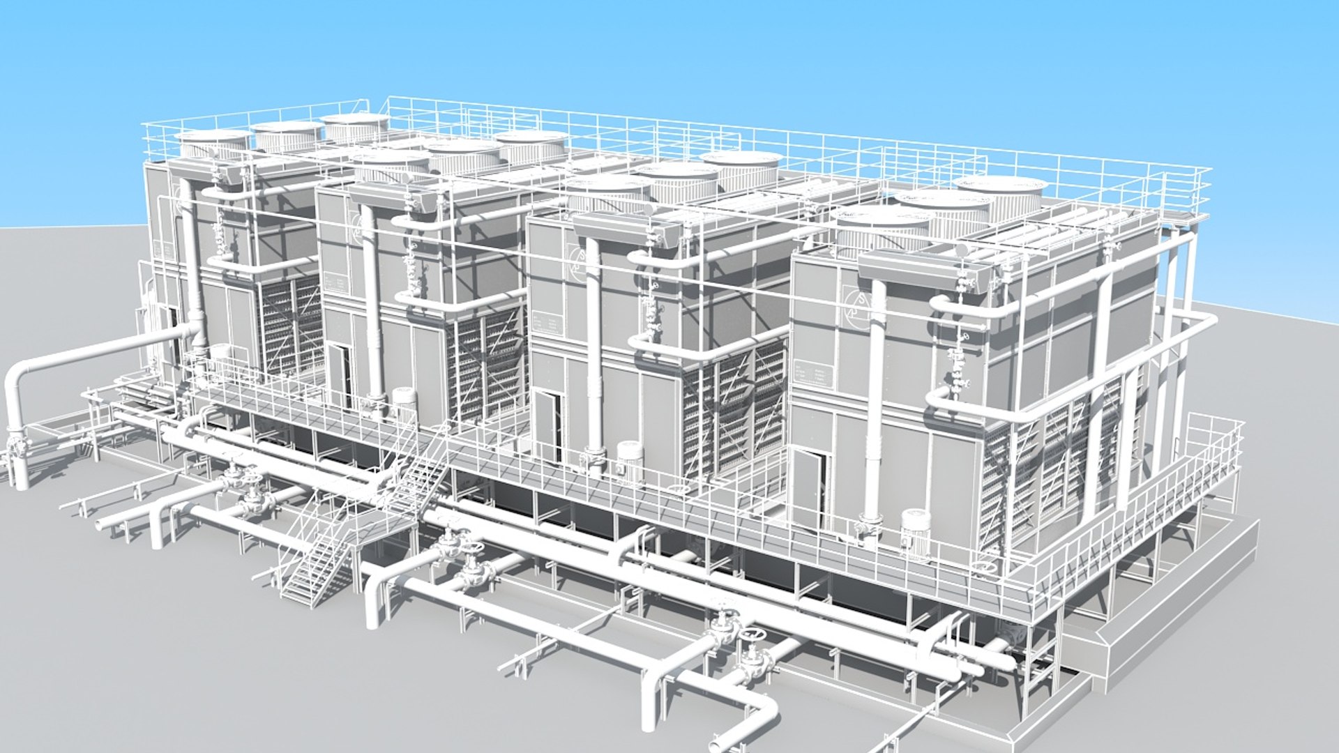 Industrial Cooling Tower 3D Model - TurboSquid 2210383