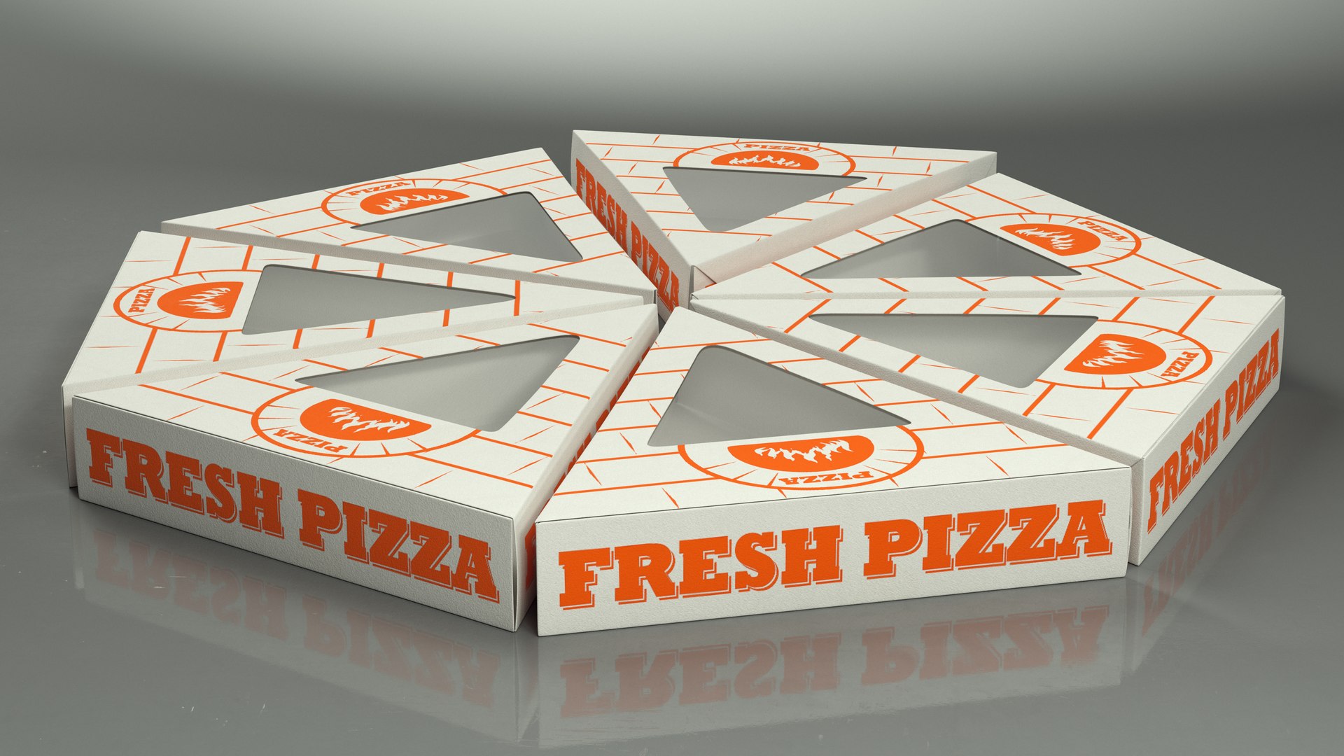 3D Portioned Pizza Package Boxes With Window - TurboSquid 2155820