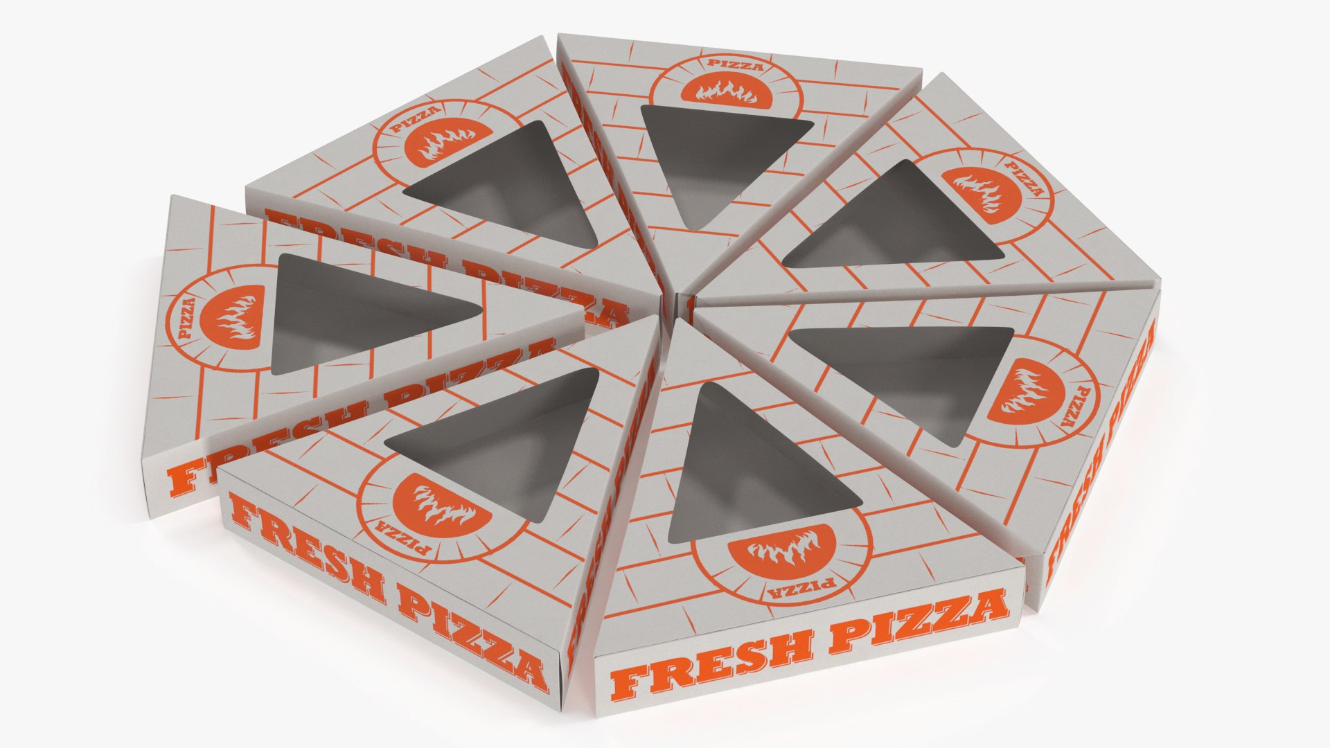 3D Portioned Pizza Package Boxes with Window - TurboSquid 2155820