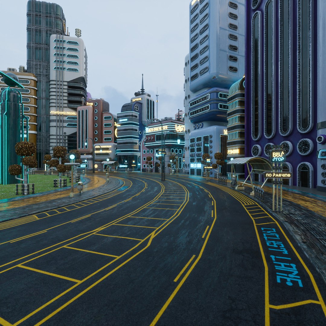 SCIFI ATOMPUNK CITY ENVIRONMENT TILEABLE LOOP 3D Model - TurboSquid 2470461