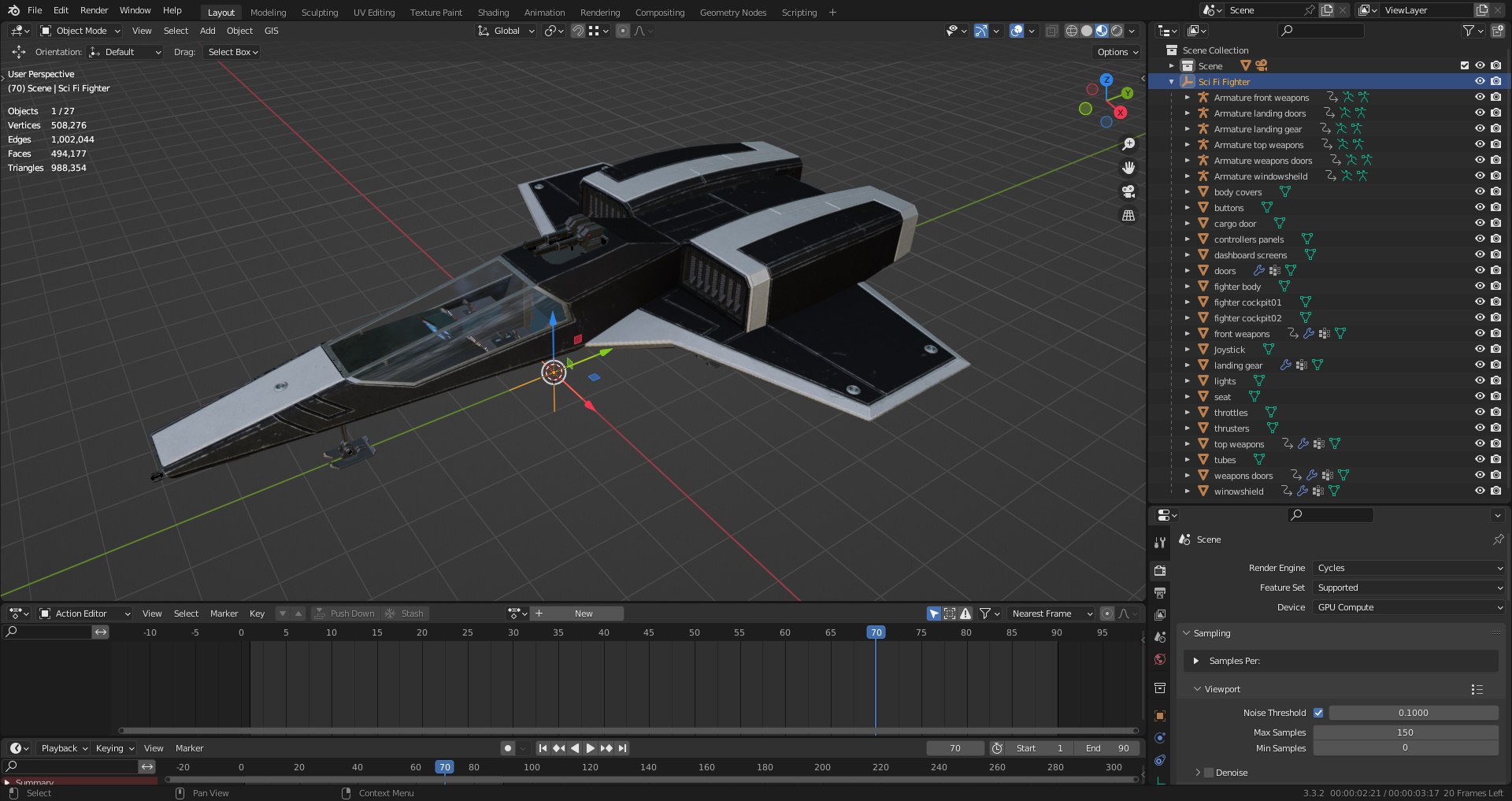 3D Sci-Fi Space Fighter Jet with Interior Cockpit - TurboSquid 2161069