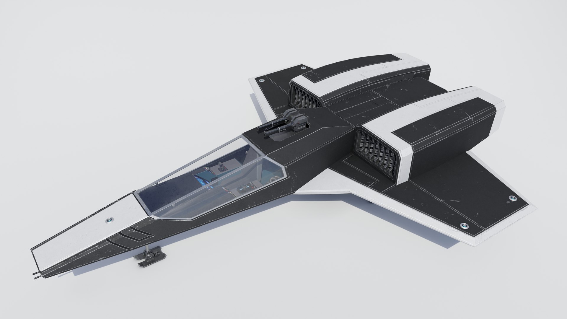 3D Sci-Fi Space Fighter Jet with Interior Cockpit - TurboSquid 2161069
