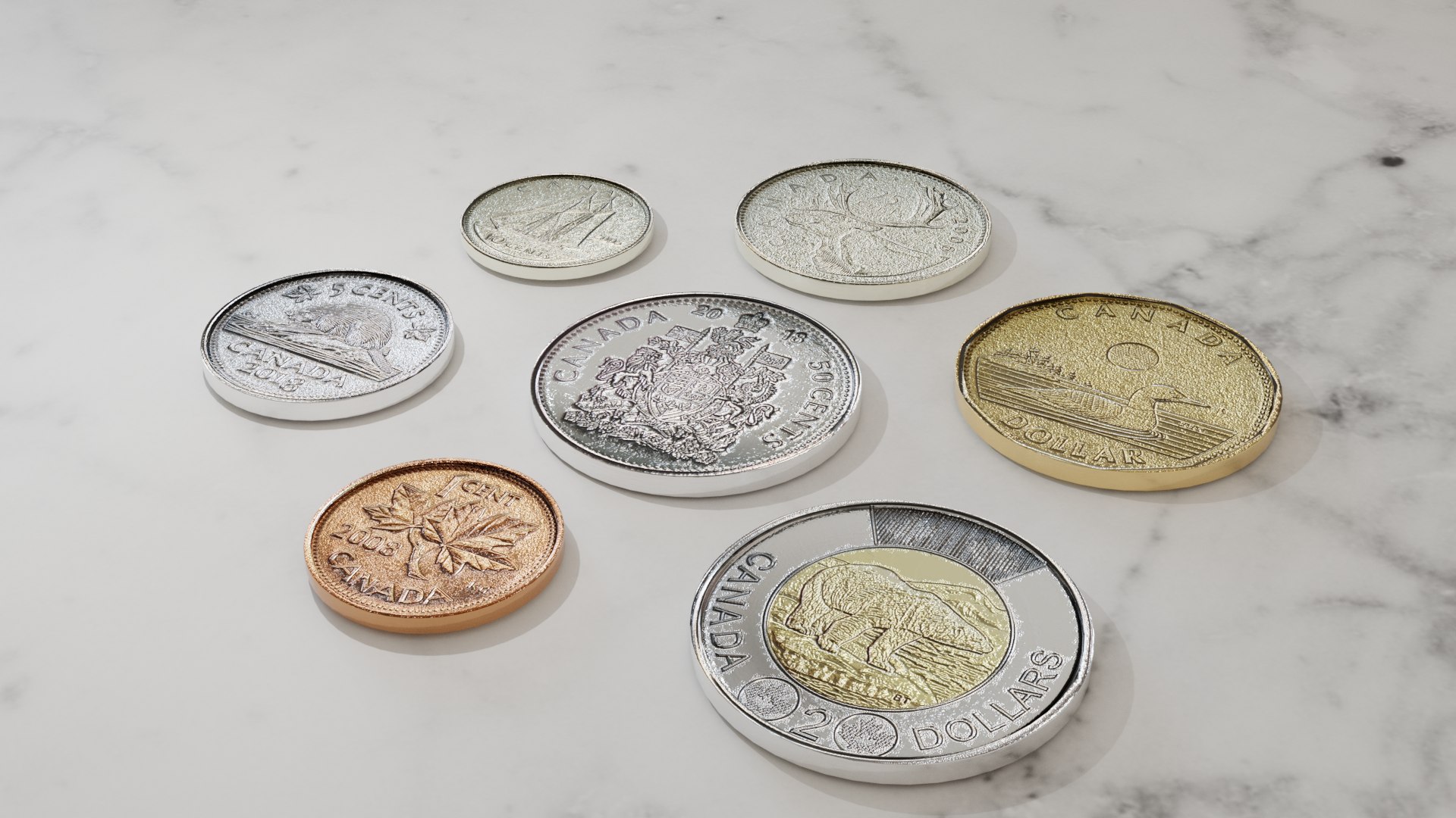 3D Canadian CAD Coins - TurboSquid 2003558