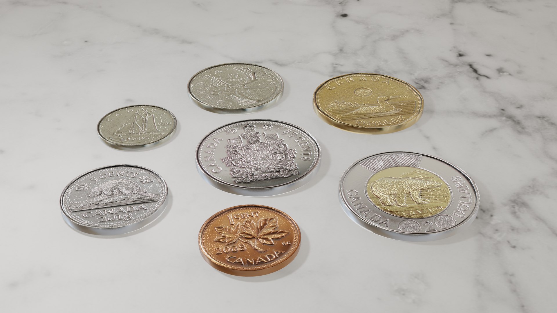 3D Canadian CAD Coins - TurboSquid 2003558
