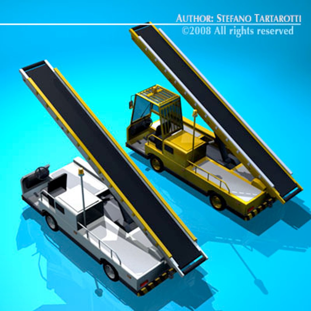 3d Model Airport Baggage Loader Conveyor Belt