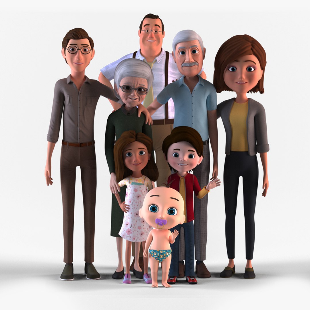 Cartoon Family Pack - 6 Character 3D Model - TurboSquid 2151903