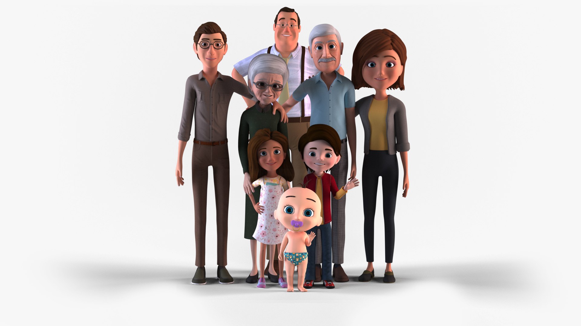 Cartoon Family Pack - 6 Character 3D Model - TurboSquid 2151903
