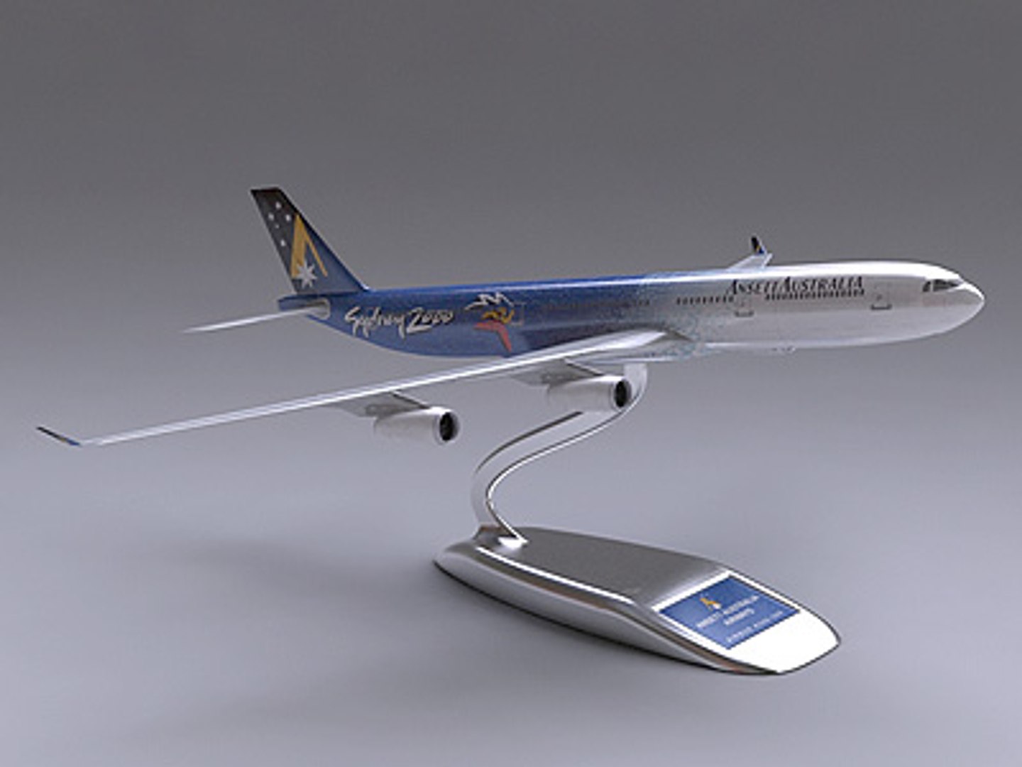 Airbus A340-300 Ansett Australia 3d Model
