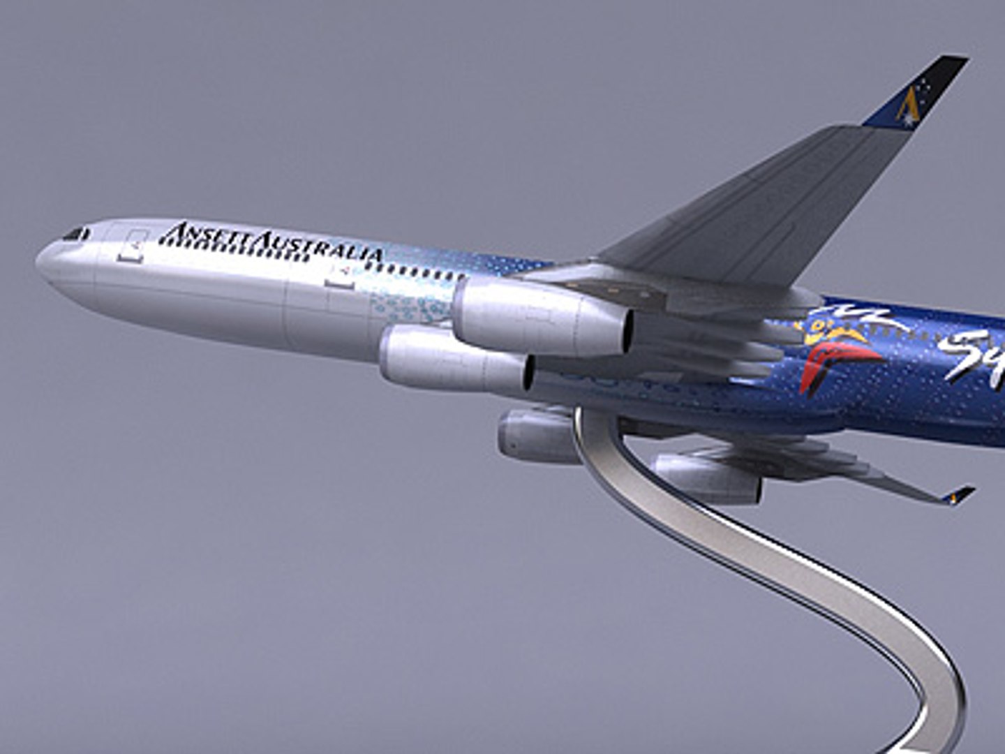 Airbus A340-300 Ansett Australia 3d Model