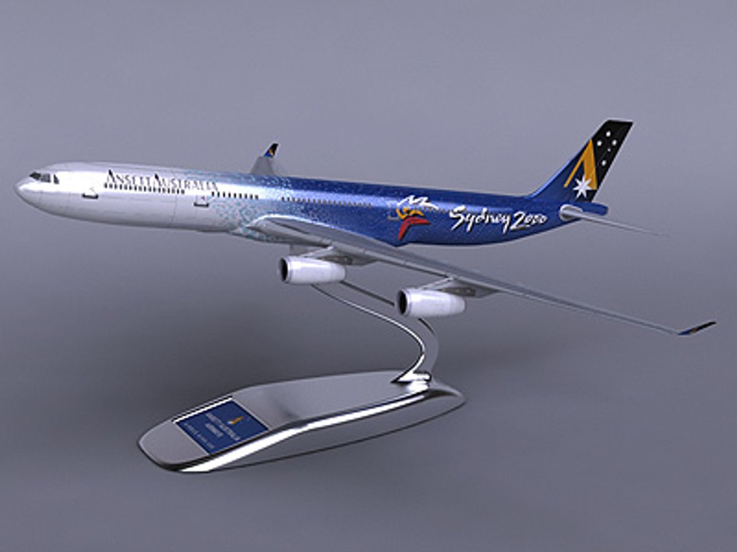 airbus a340-300 ansett australia 3d model
