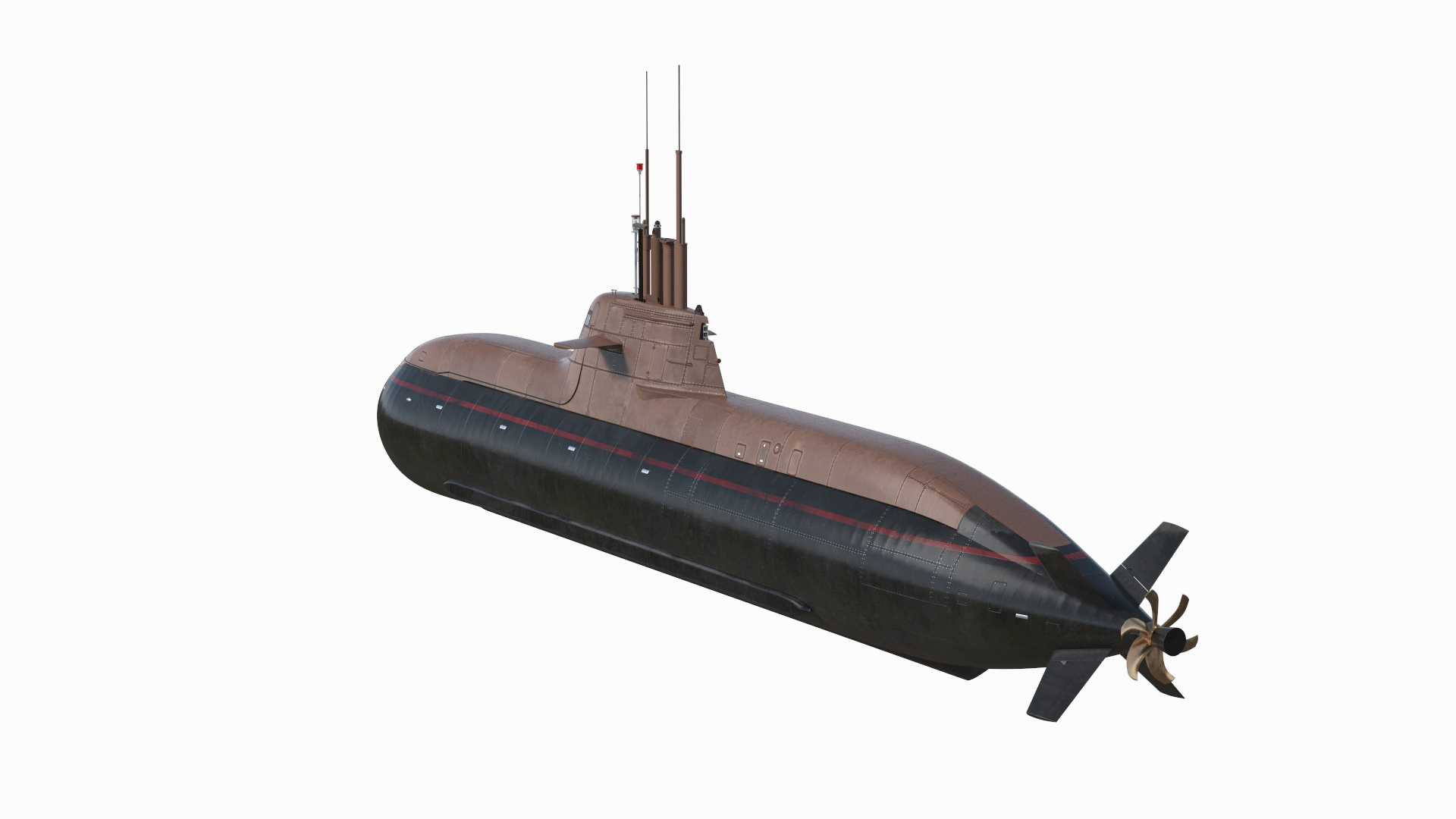 3D Compact Submarine HDW Class 212A Wet Rigged For Cinema 4D Model ...