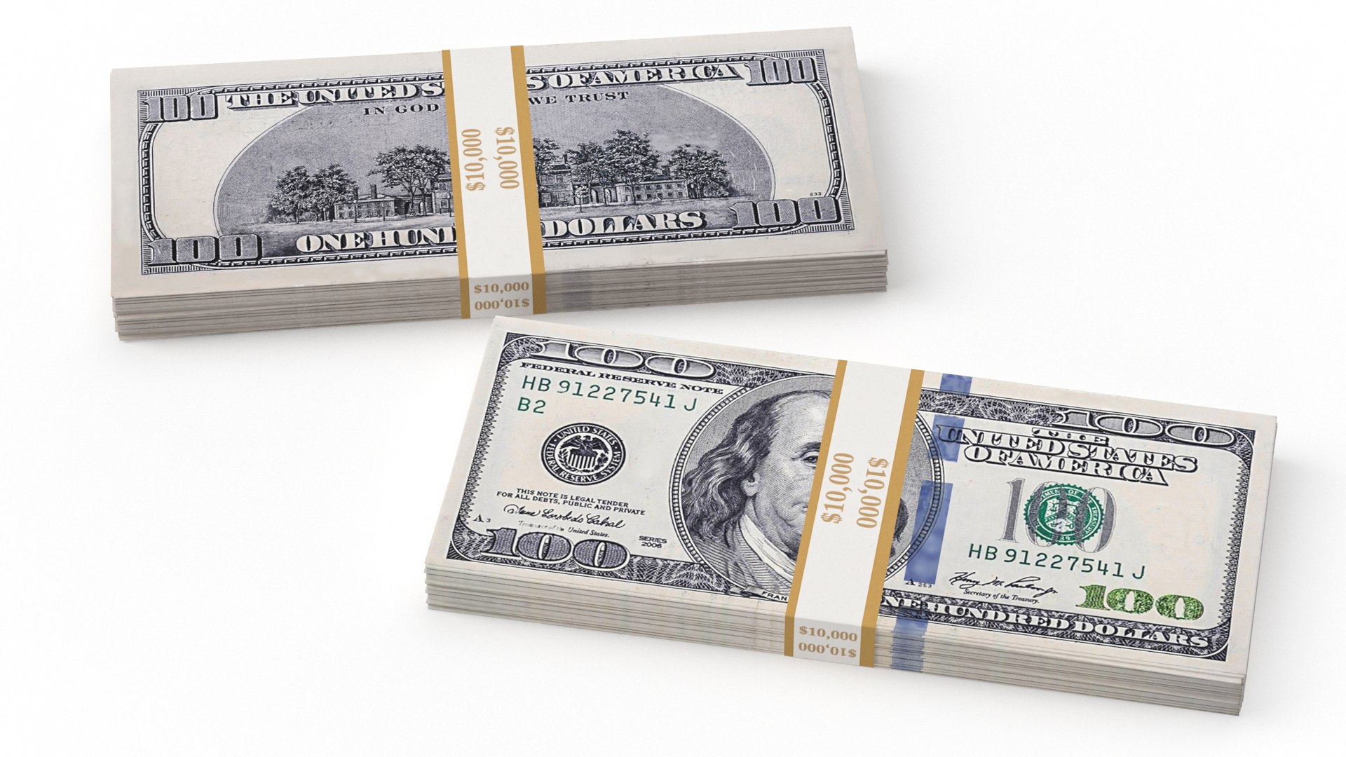 One Hundred Dollar Bills Stack 3D Model - TurboSquid 2137291