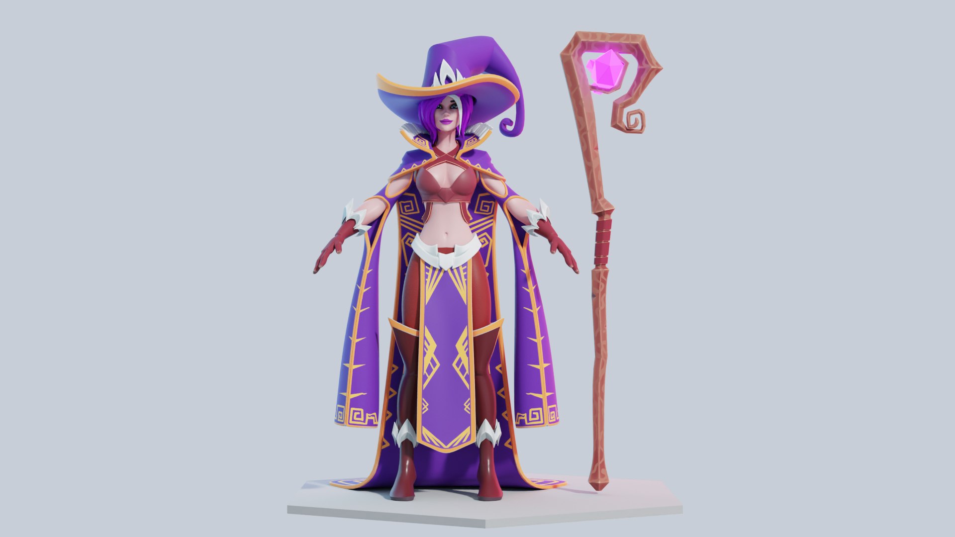 3D Stylized Cartoon Female Mage Hero - TurboSquid 2092812
