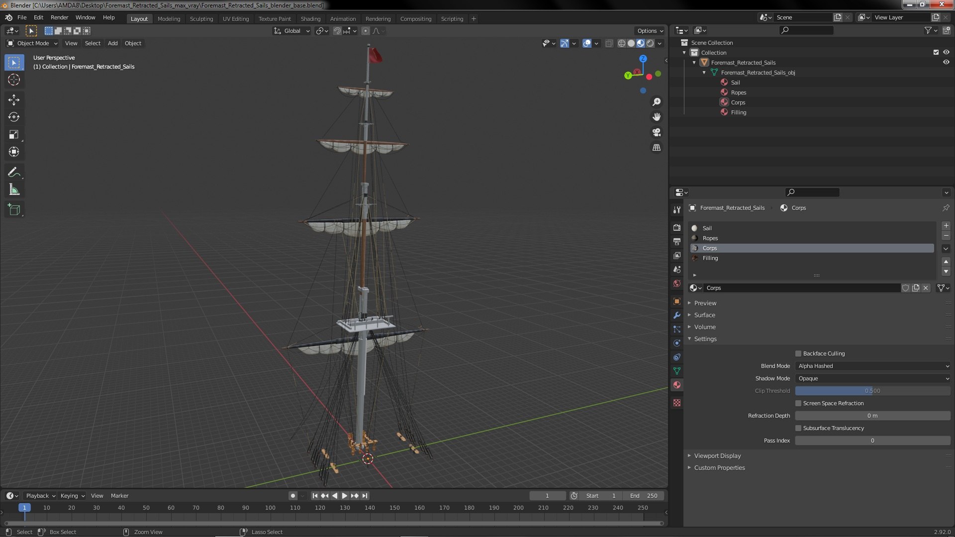 Foremast Retracted Sails 3D - TurboSquid 1845836