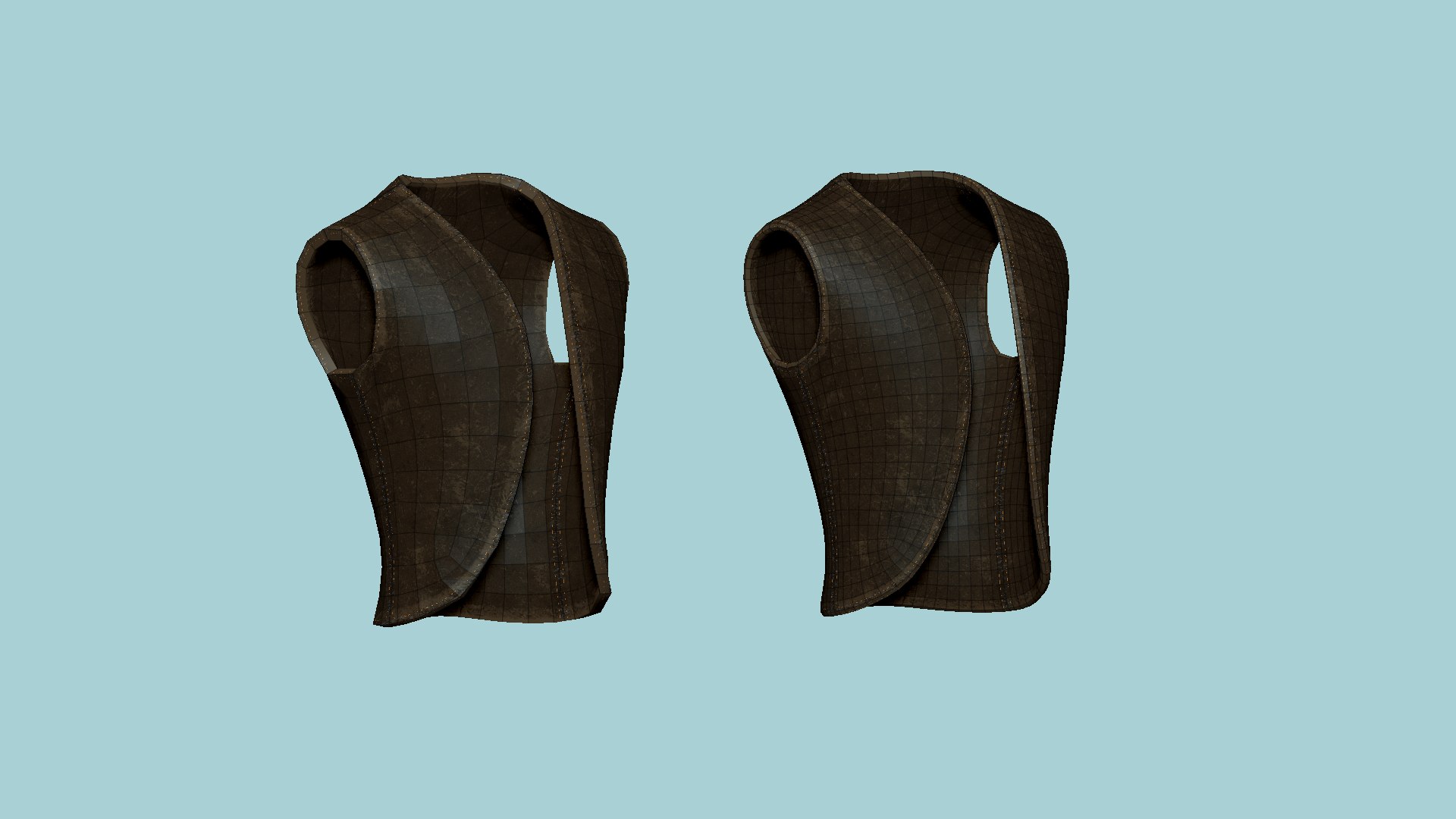 Leather Rust Pirate Vest - Character Design Fashion 3D Model ...