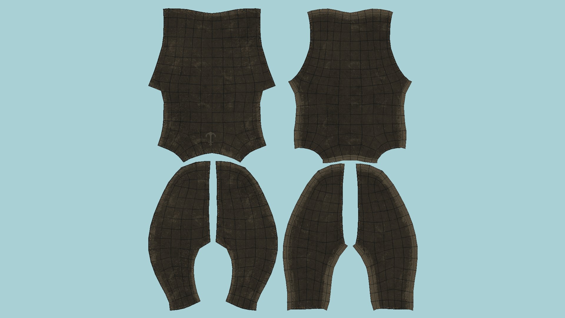 Leather Rust Pirate Vest - Character Design Fashion 3D Model ...