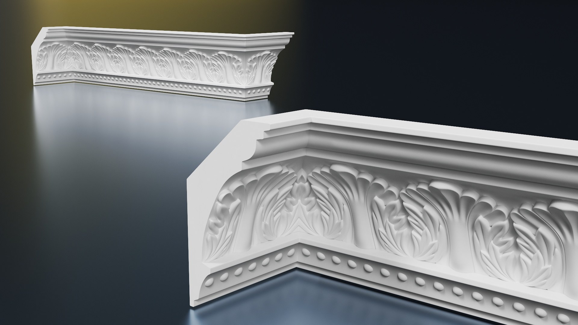Polyurethane Ceiling Molding With Embossed Pattern 3D Model ...