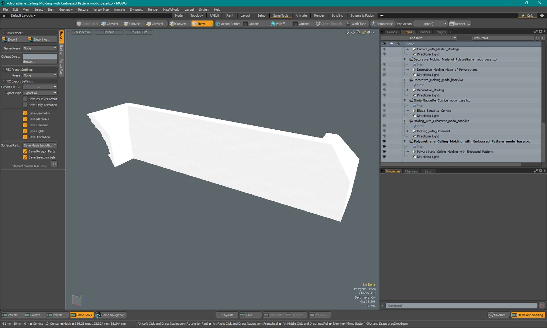 Polyurethane Ceiling Molding With Embossed Pattern 3D Model ...