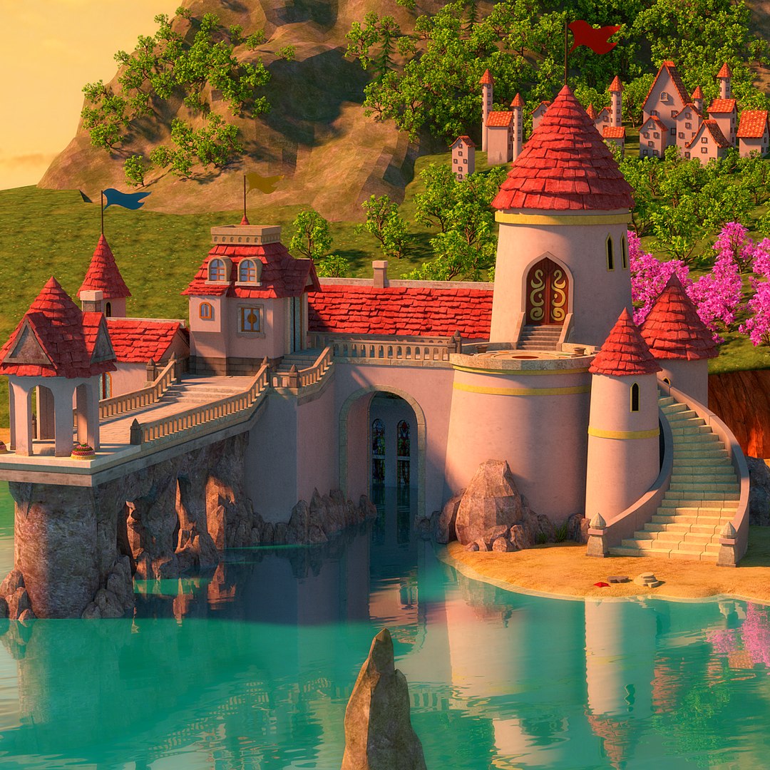 Cartoon Castle Scene 3D Model - TurboSquid 1213947