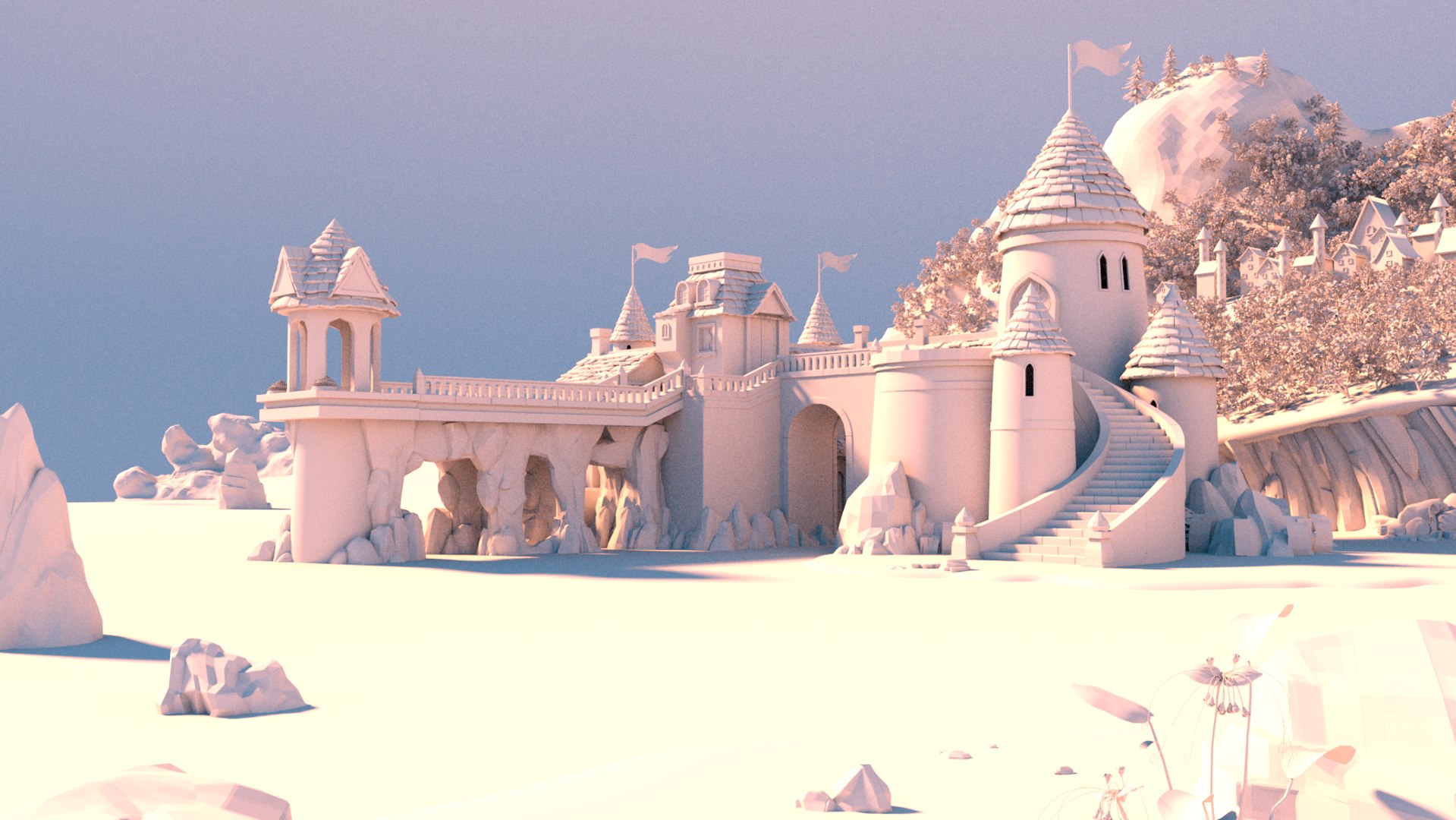 Cartoon Castle Scene 3D Model - TurboSquid 1213947
