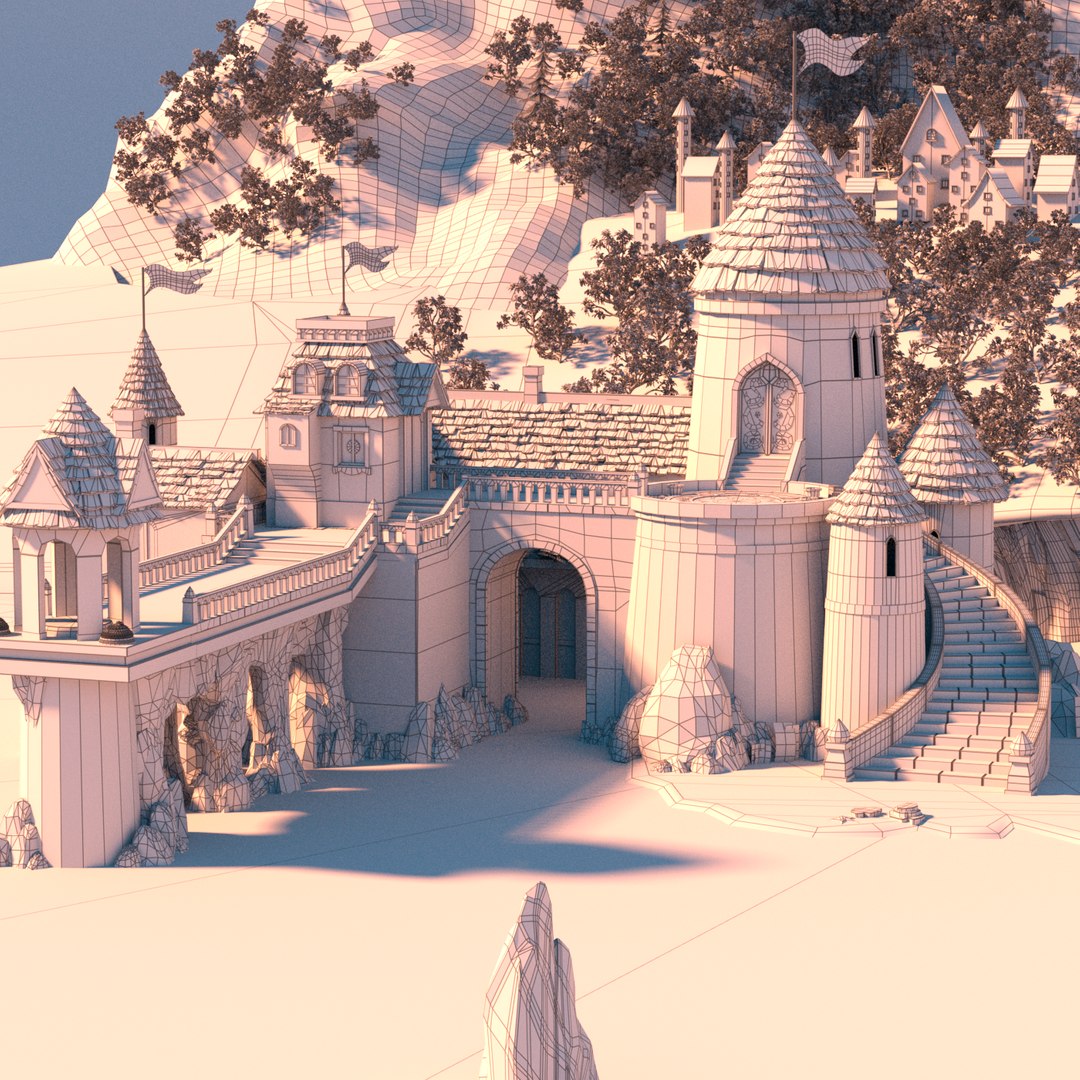 Cartoon Castle Scene 3D Model - TurboSquid 1213947
